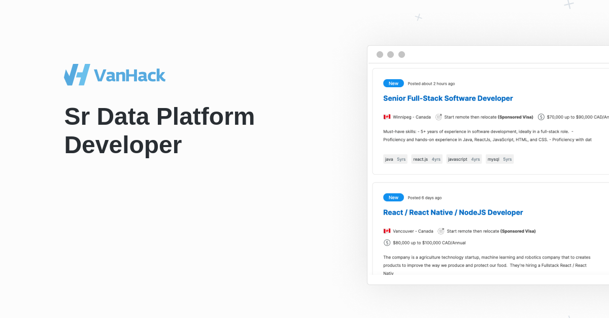 Sr Data Platform Developer - VanHack